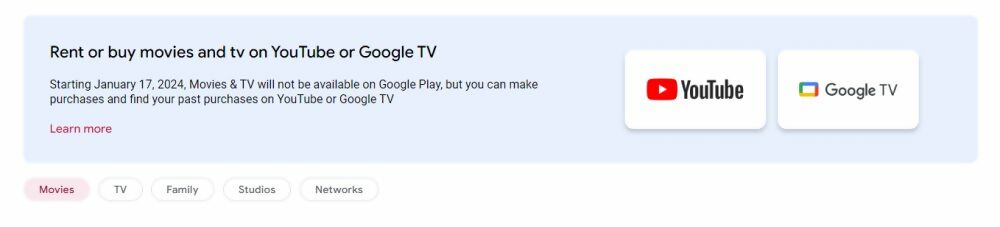 And another one goes: Google Play Movies to shut in January 2024 | Film ...