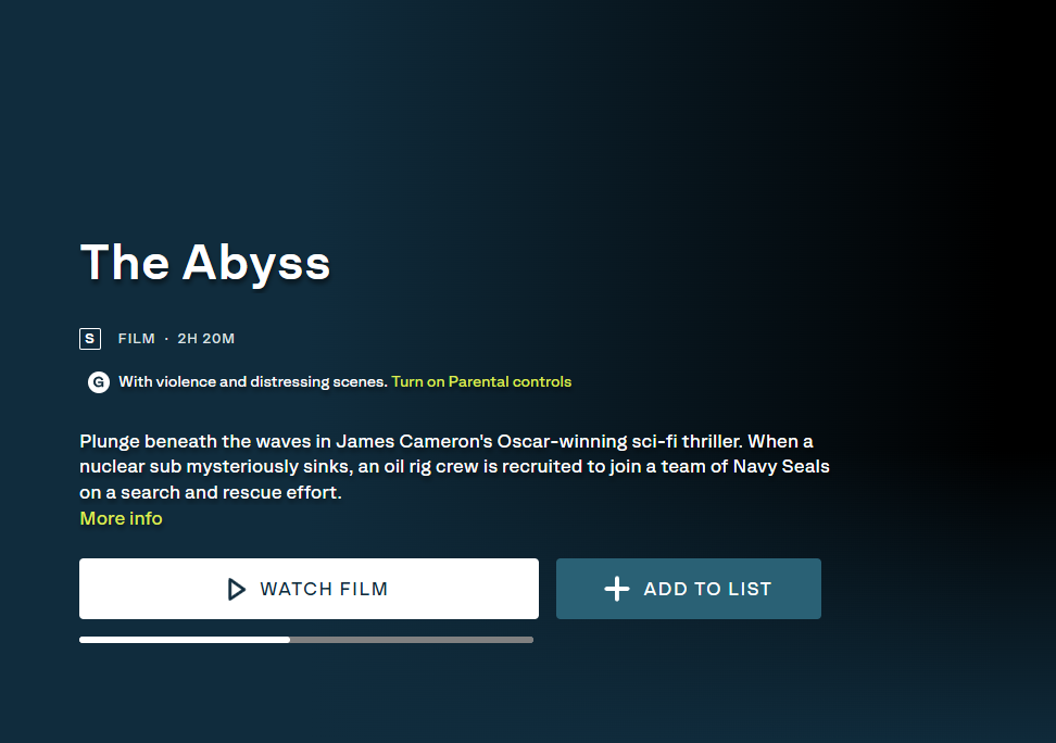 The Abyss has turned up on UK streaming again for the first time in ...